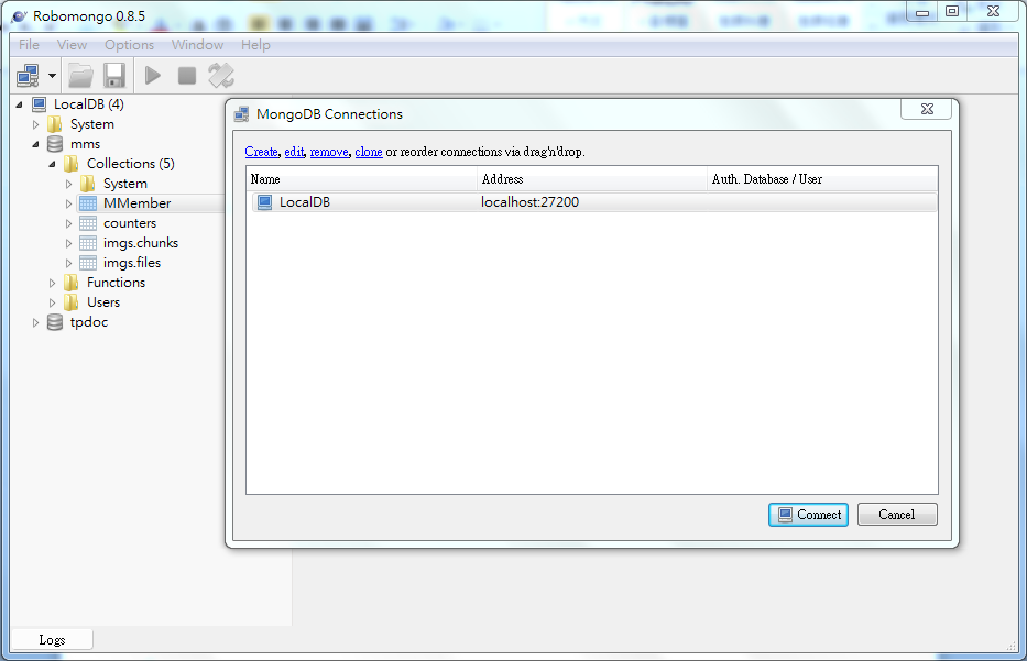 WingDB/MongoDB安裝及Java程式開發