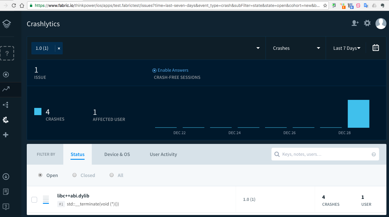 [APP] Fabrio Crashlytics導入簡介-iOS
